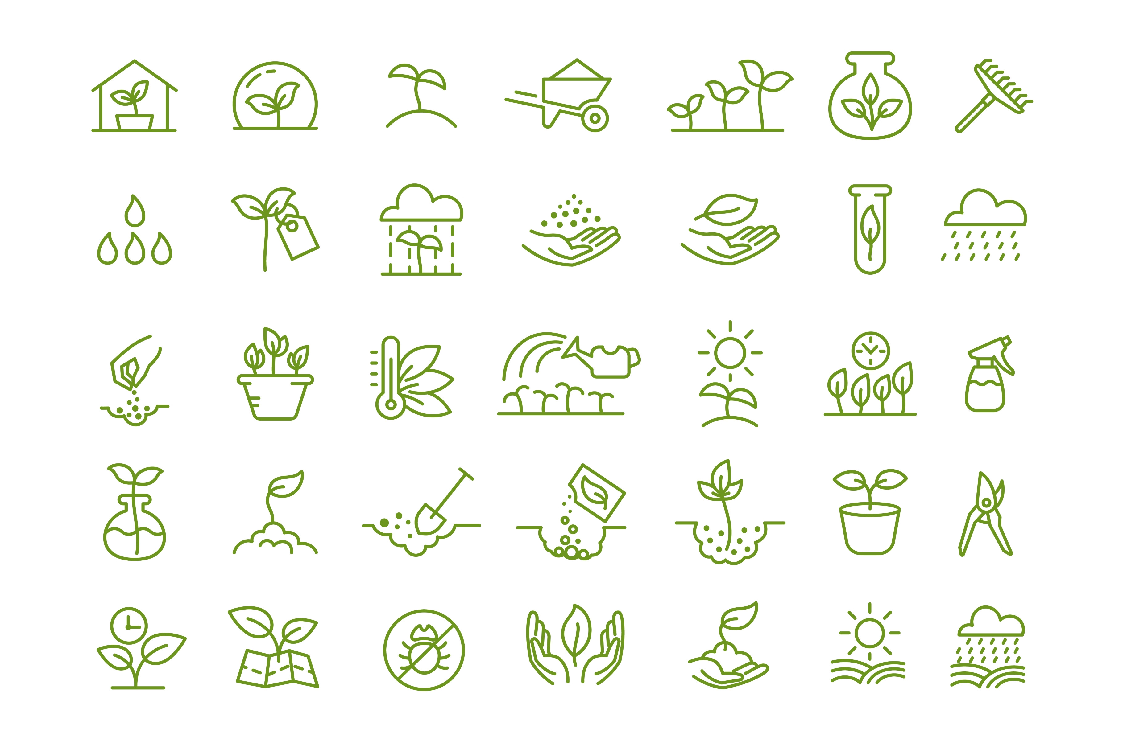 Growing seedlings, set of icons., a Technology Illustration by Ilia Design