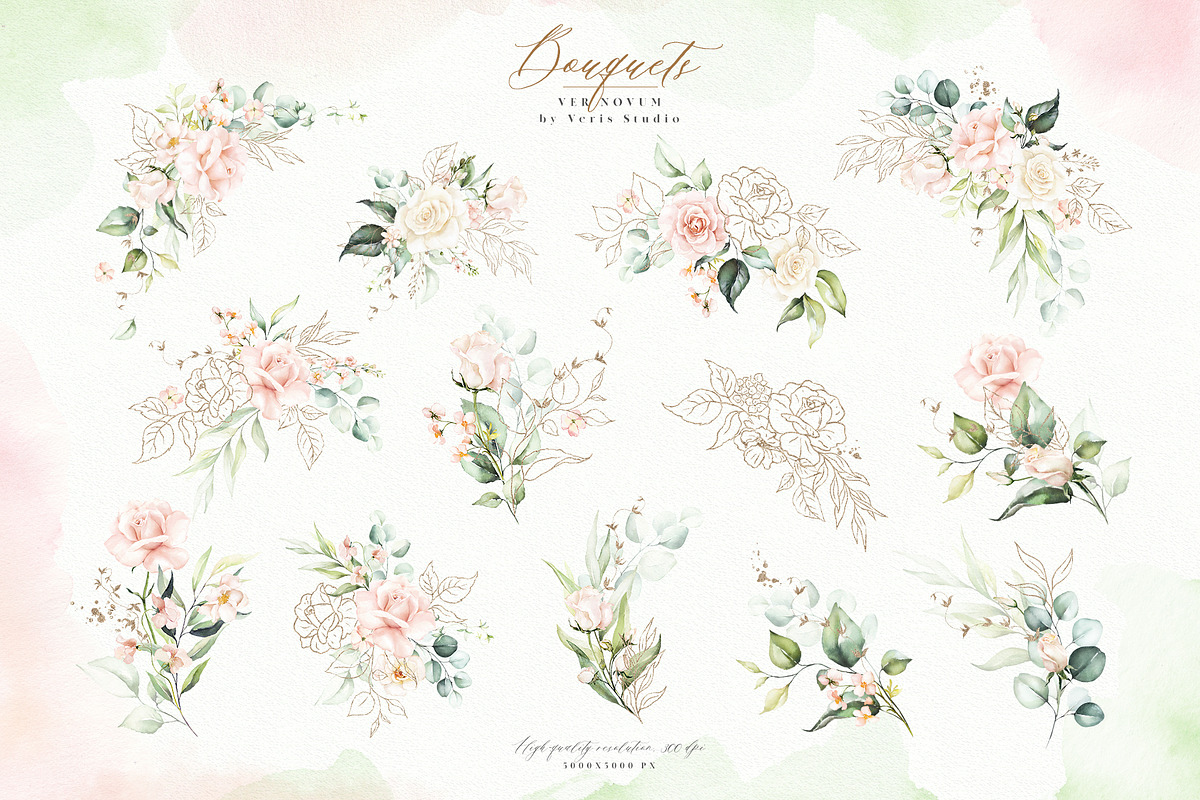 Watercolor Blush Floral Alphabet Set, a Decorative Illustration by ...
