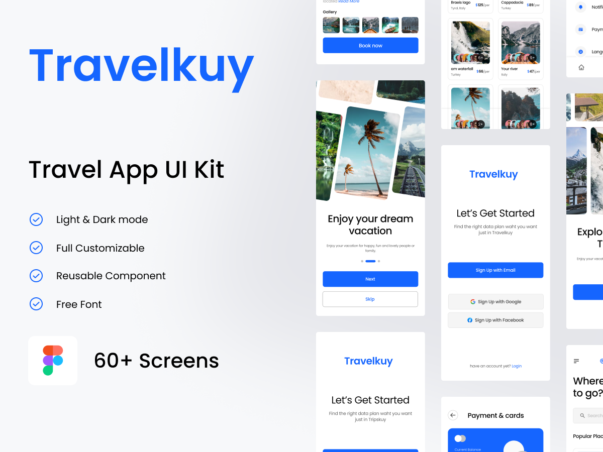 Travelkuy - Travel App UI Kit, an UI Kit Template by mz-studio