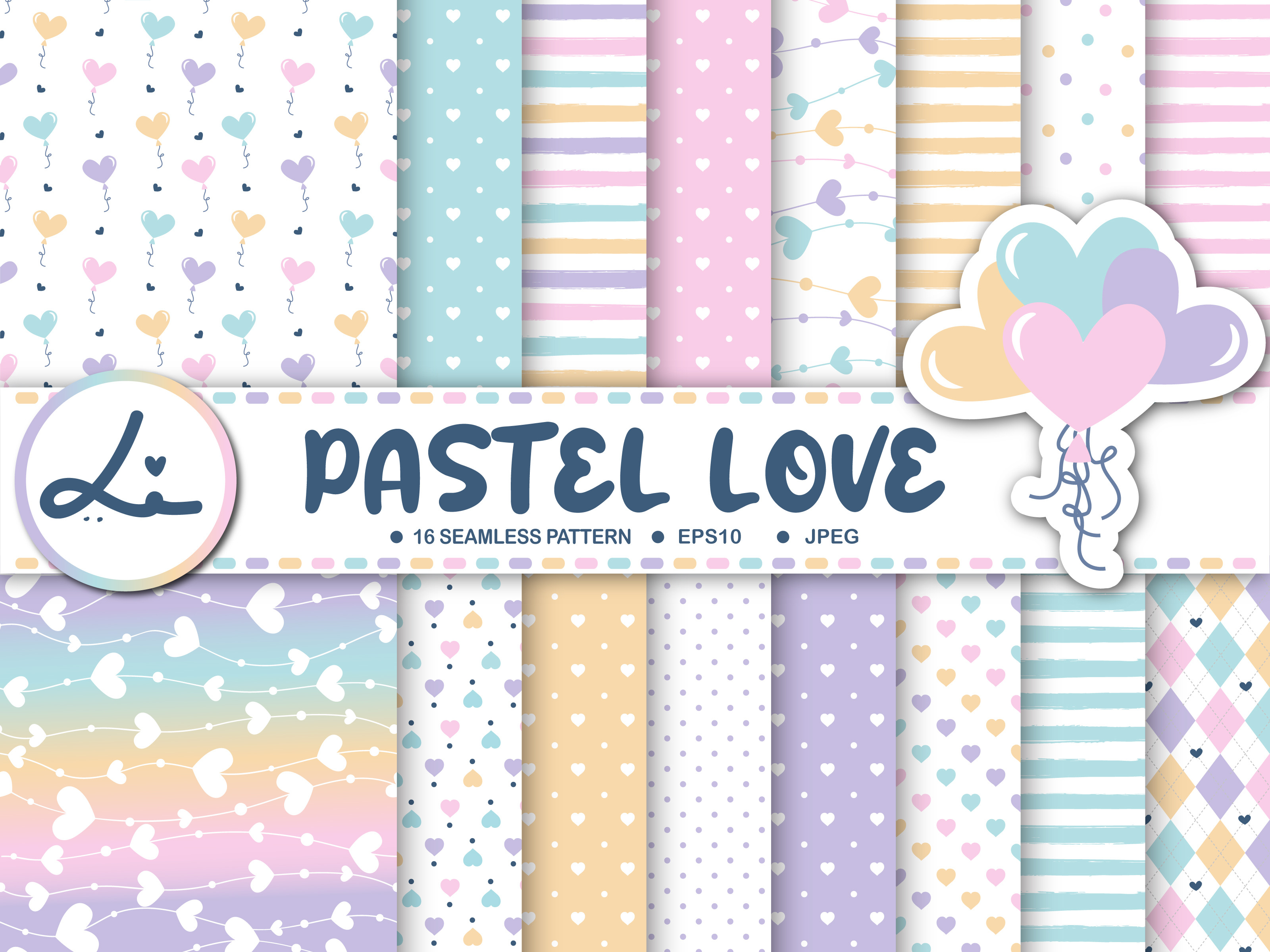 Pastel Love Digital Papers Set
