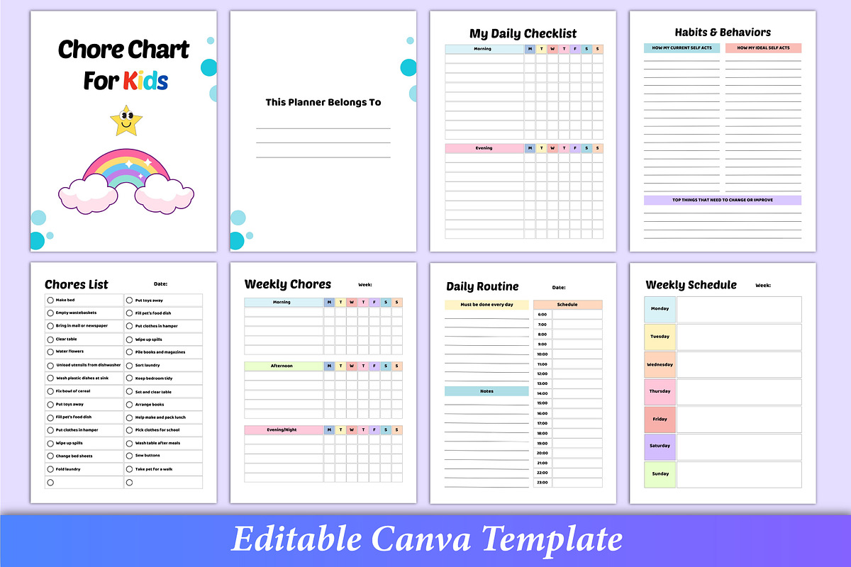 Chore Chart For Kids Canva Template