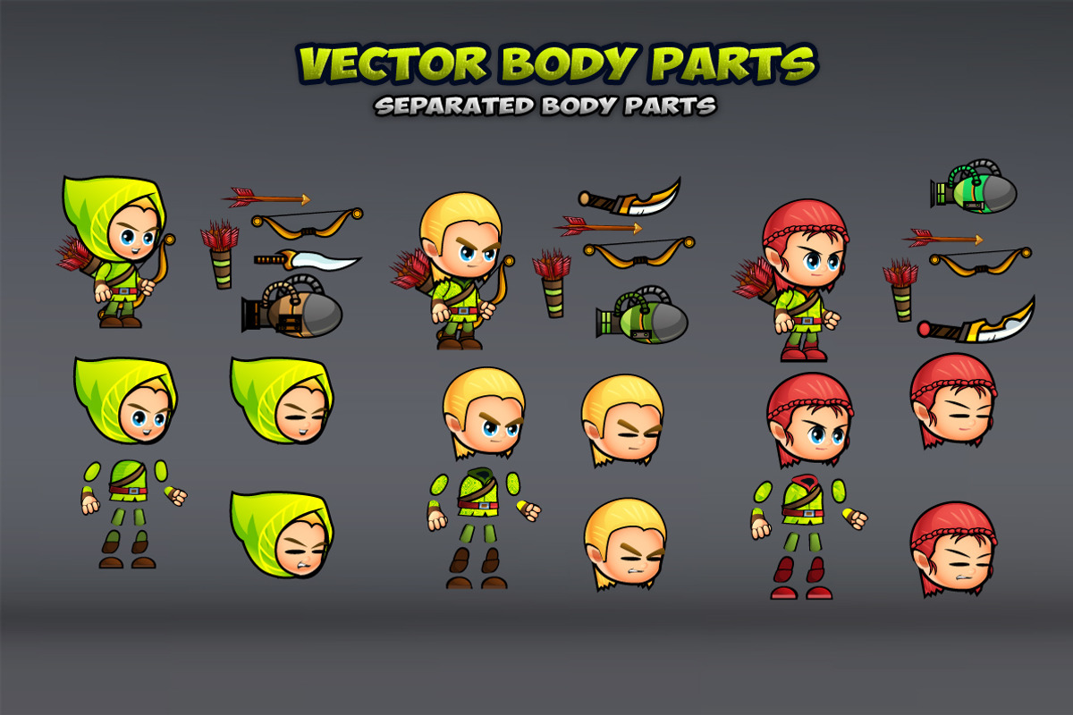 Archers 2D Game Sprites Set, an Illustration by DionArtworks