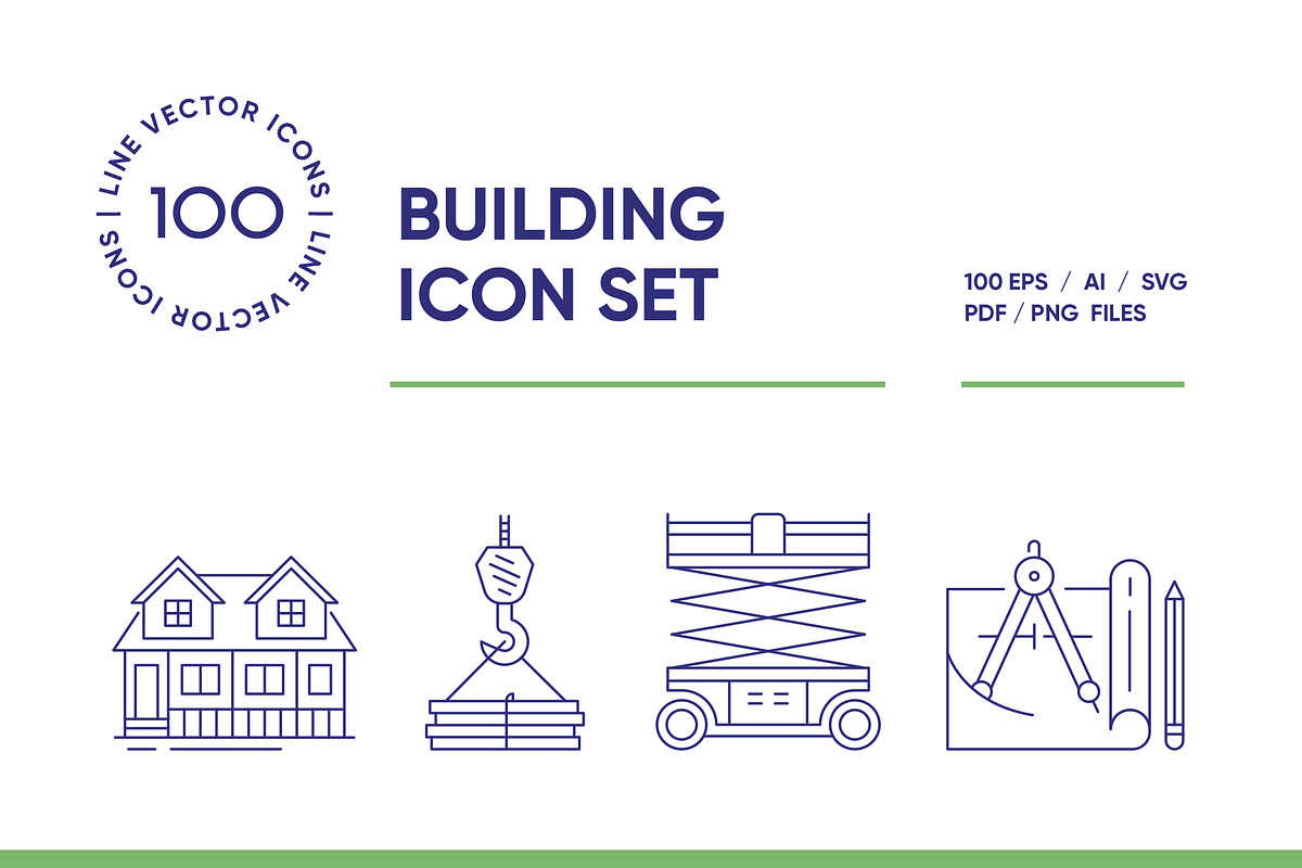 Building & Construction Line Icon Set | Creative Market