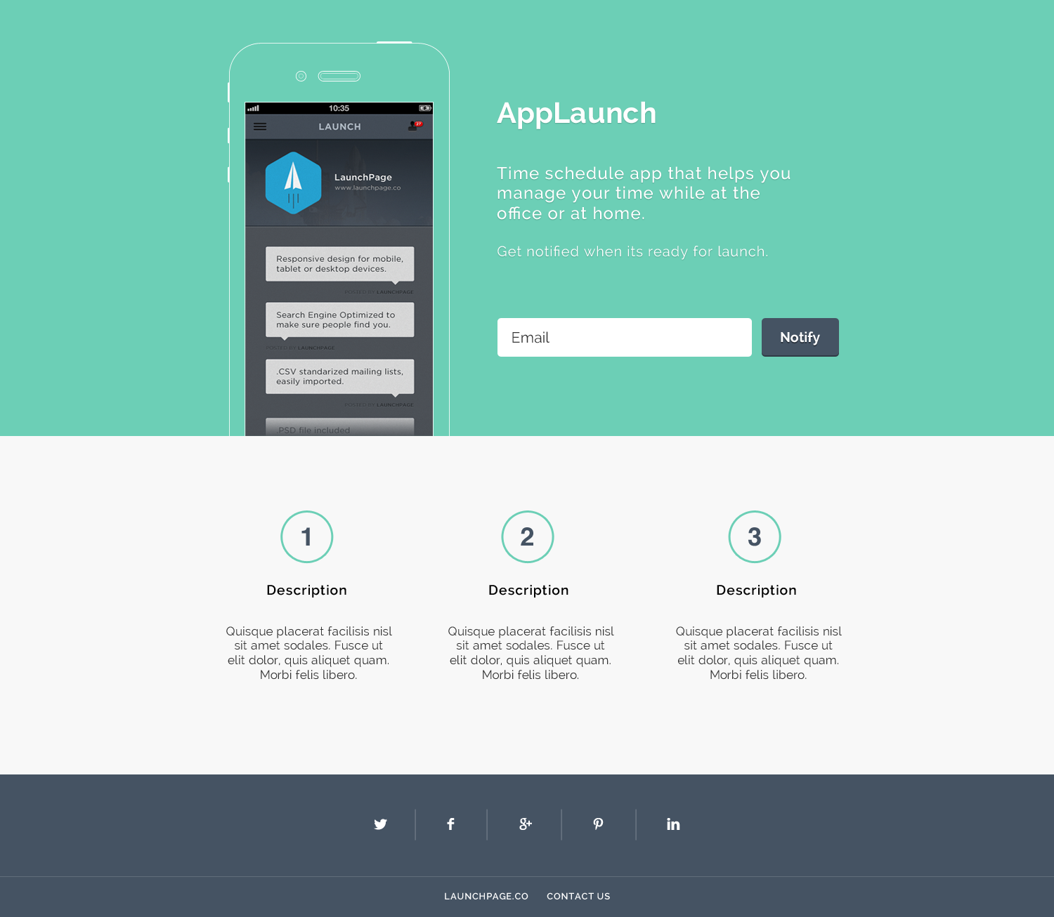 App Launch, a Bootstrap Template by launchpage