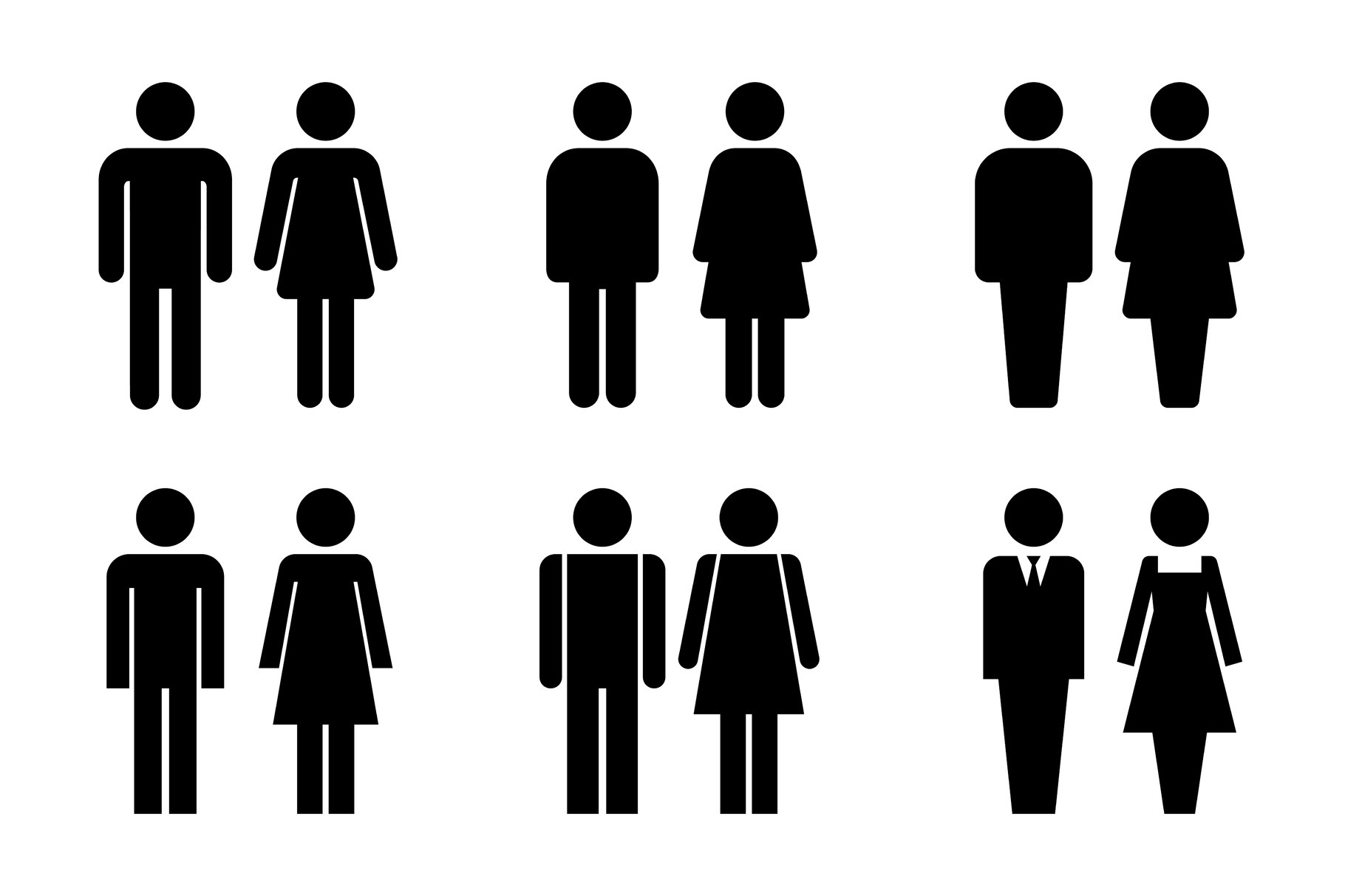 Restroom door pictograms | People Illustrations ~ Creative Market