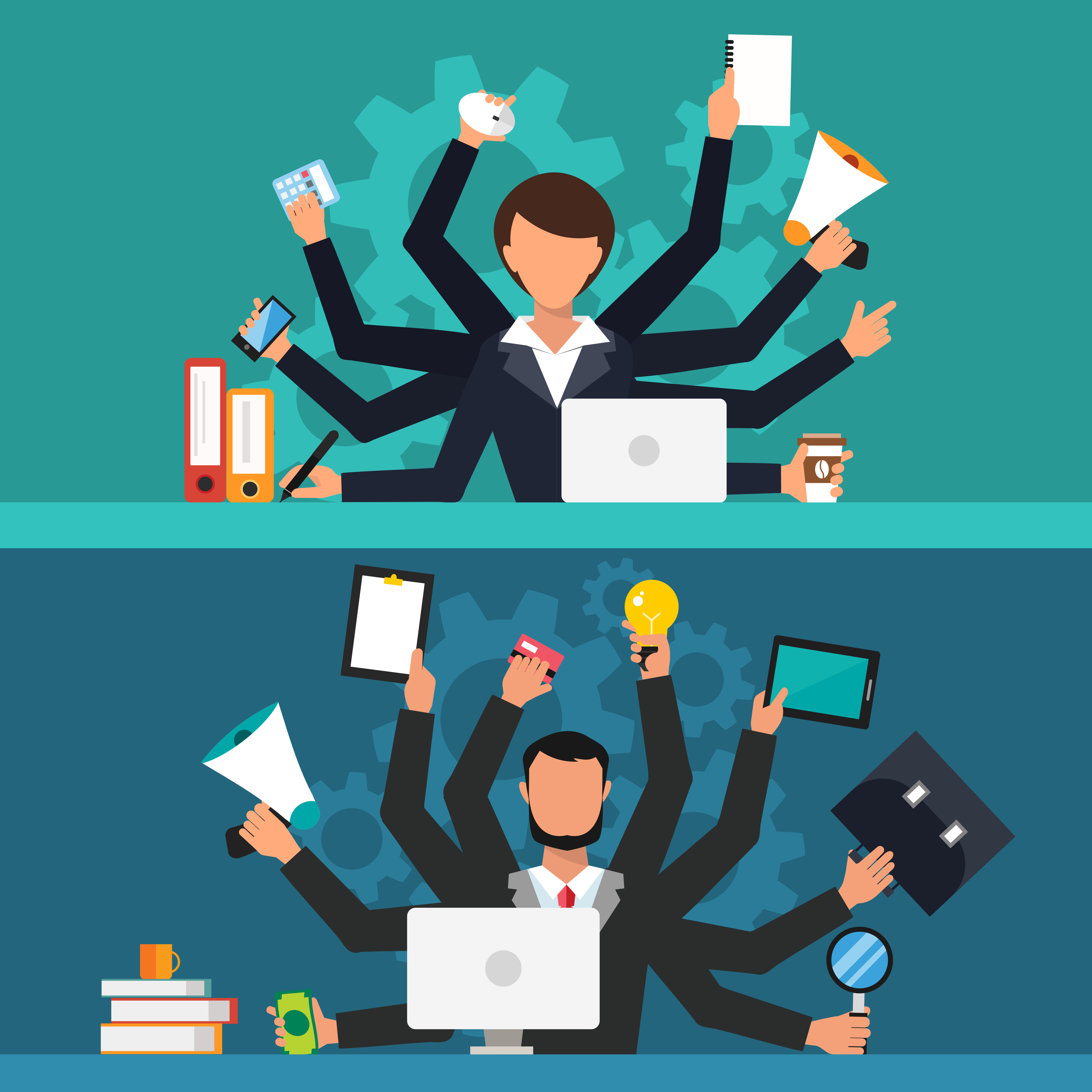 Office job stress work vector, a Person Illustration by Vectorstockersland