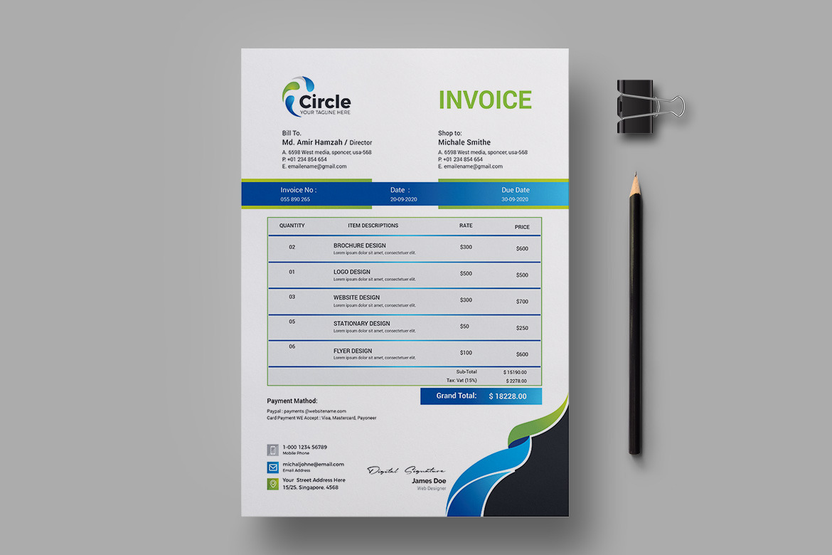 Invoice, a Stationery Template by GenerousArt