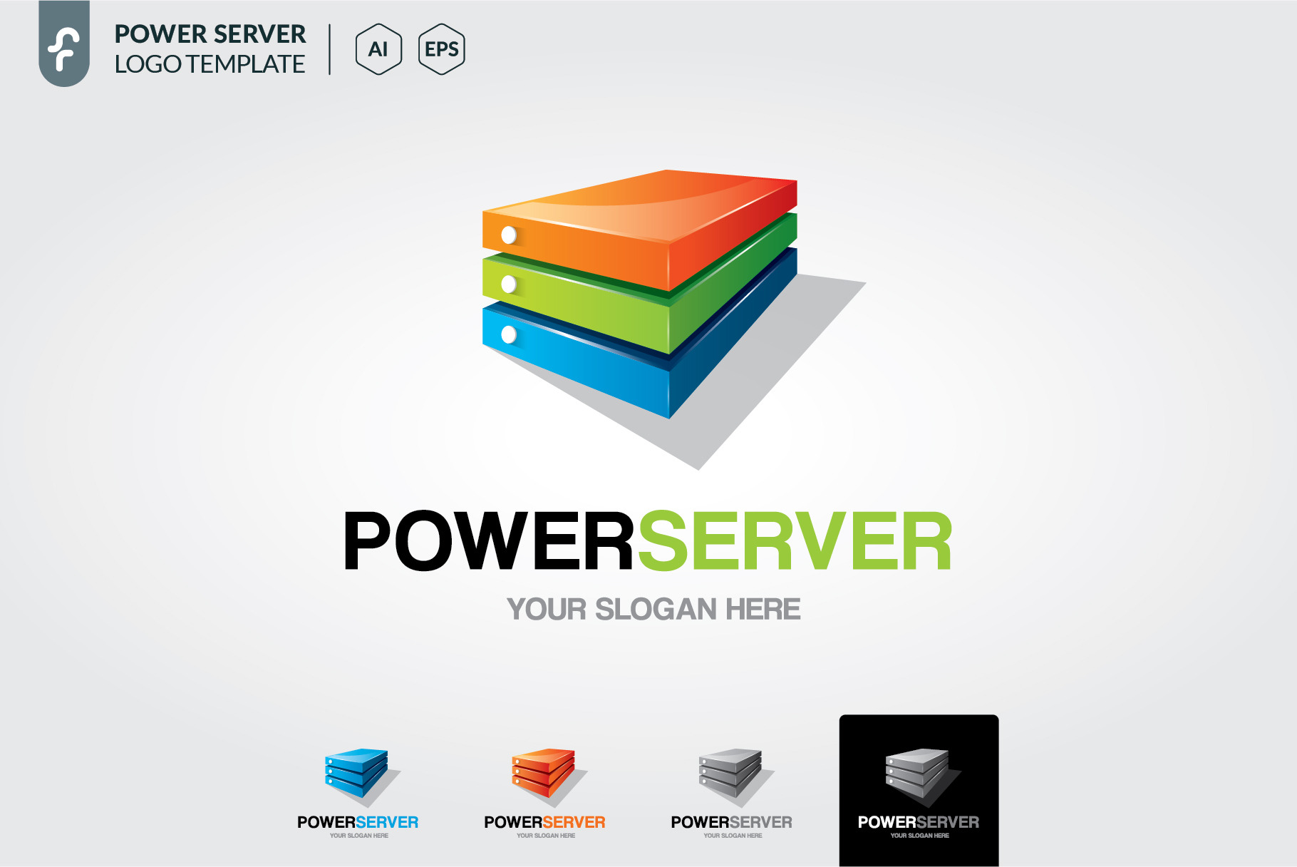 Power server logo template, a Branding & Logo Template by ft.studio
