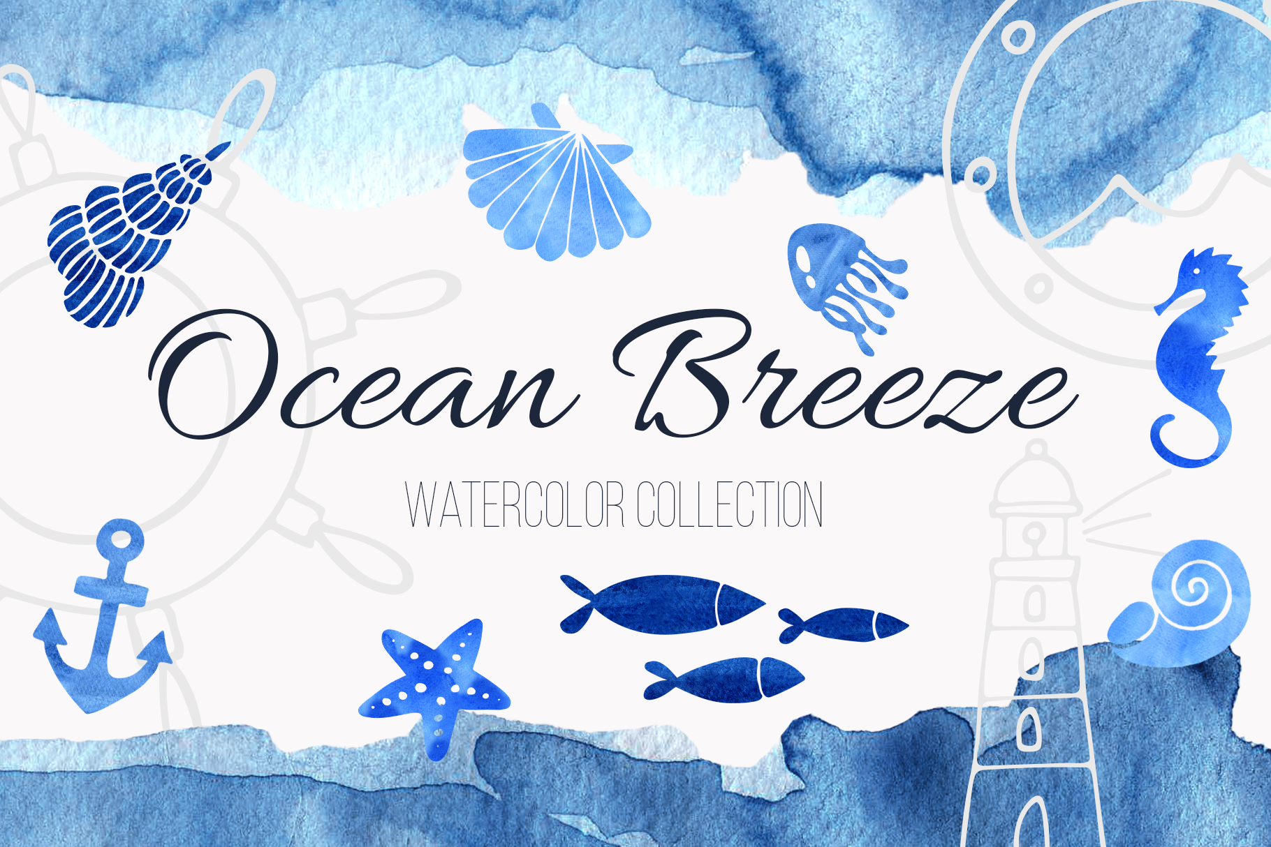 Ocean Breeze Watercolor Collection, a Texture Illustration by Teresa ...