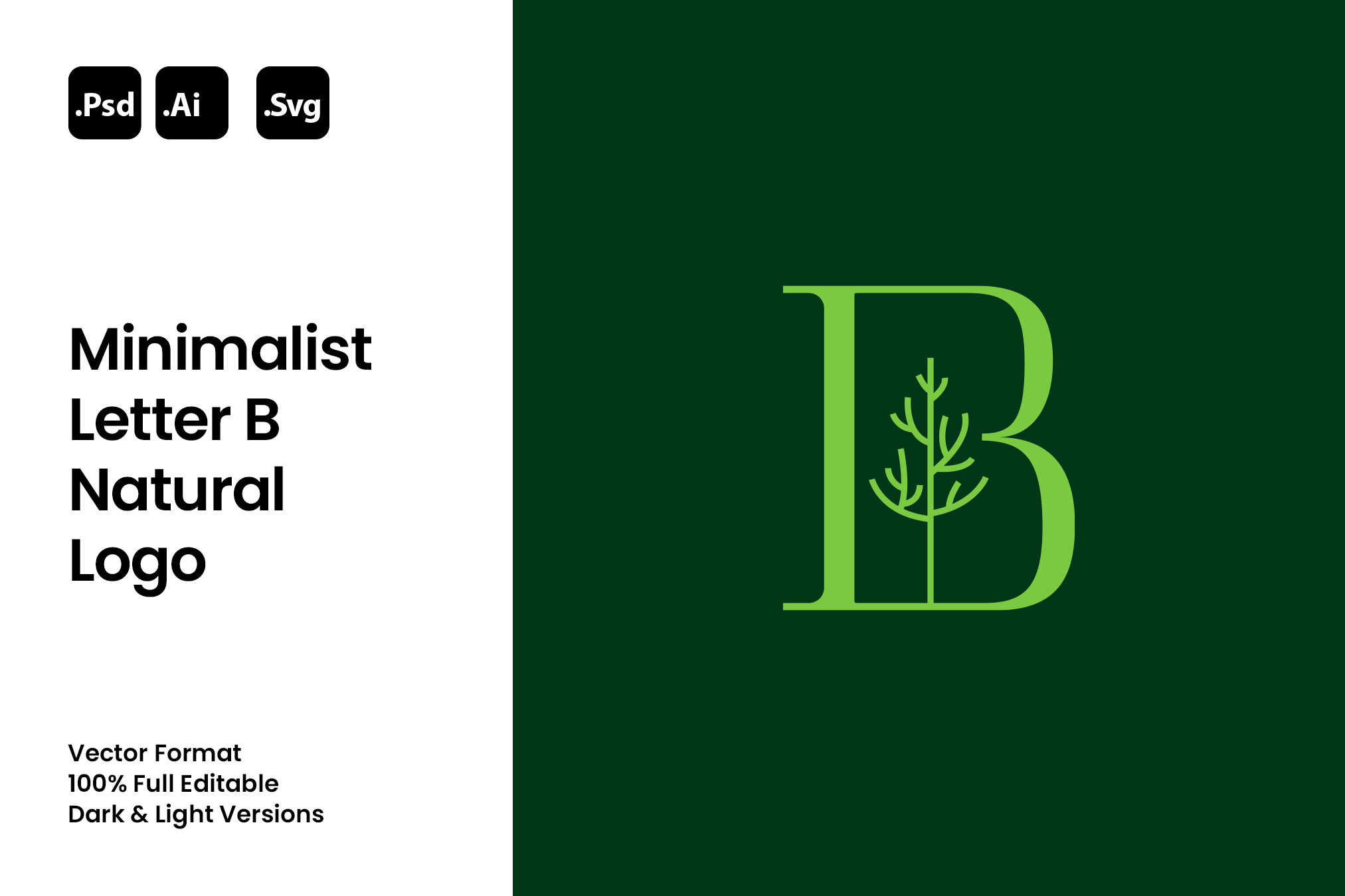 Minimalist Letter B Natural Logo