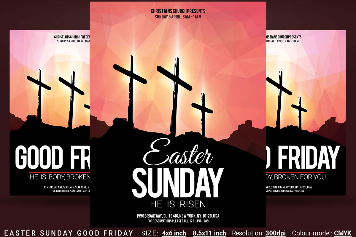 Easter Sunday Good Friday, a Flyer Template by Artolus
