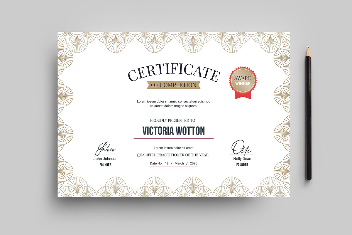 Elegant Deco Certificate Template, a Stationery Template by BrandPacks