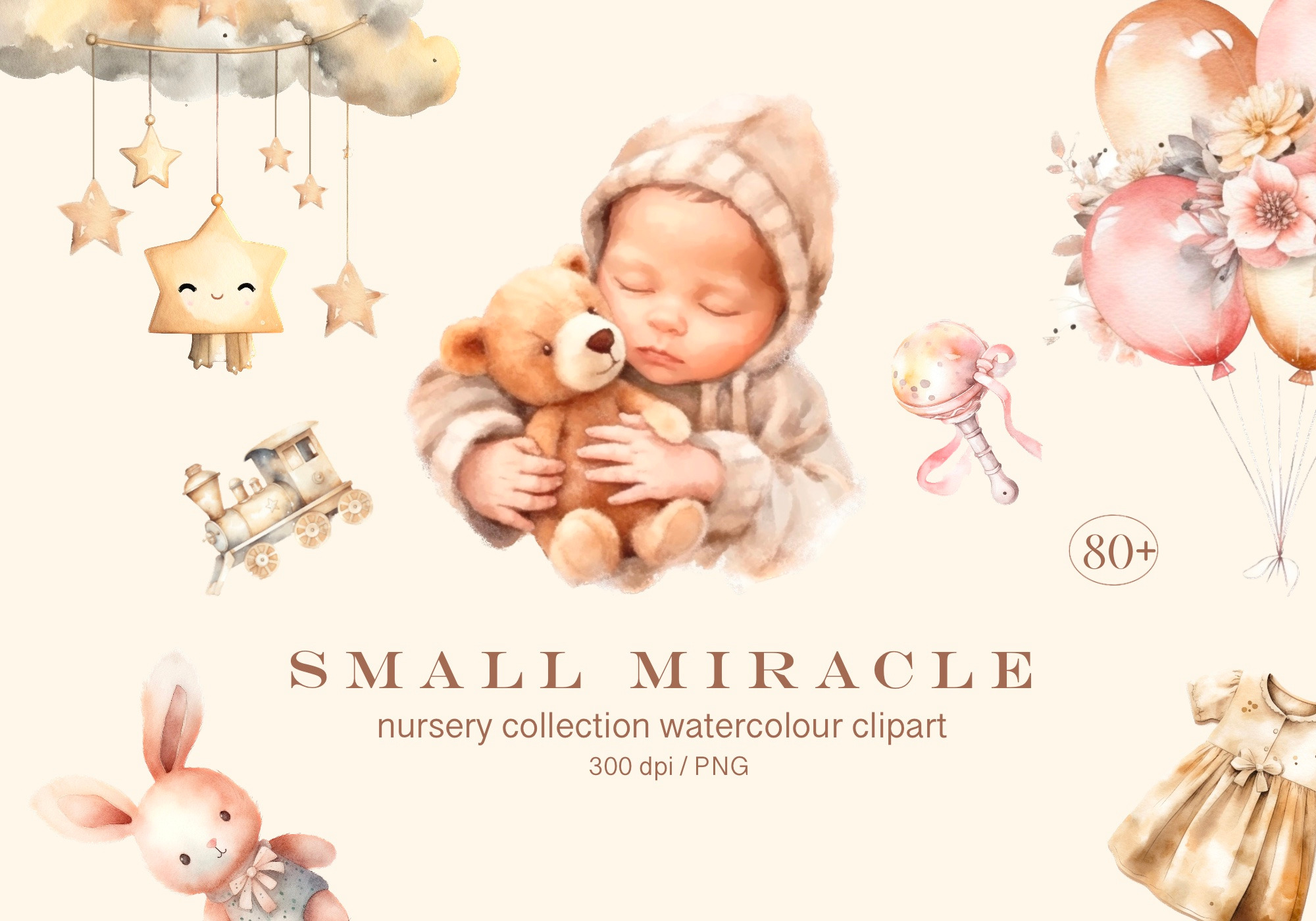 Small Miracle, Watercolor clipart, an Illustration by Hello My Print