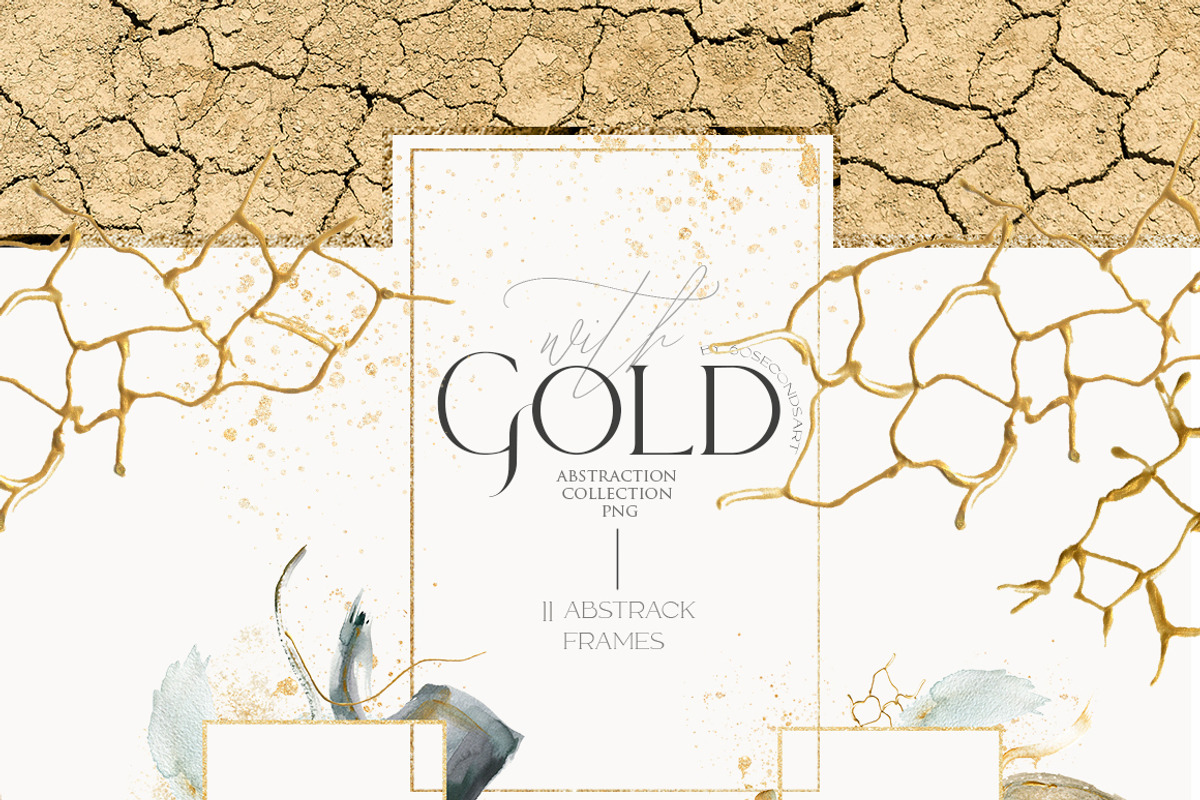 Abstract gold shapes Watercolor art, a Decorative Illustration by ...