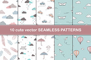 10 cute Vector Seamless Patterns, a Pattern Graphic by InkySplash ...