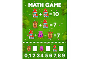 Math game worksheet, houses, an Illustration by Vector Tradition