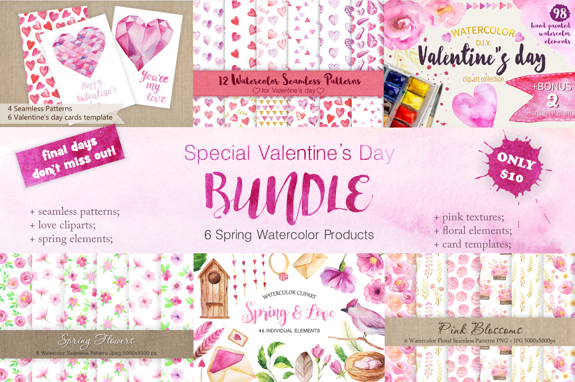 ⌛ BUNDLE Valentine's Day, a Background Graphic by LarysaZabrotskaya