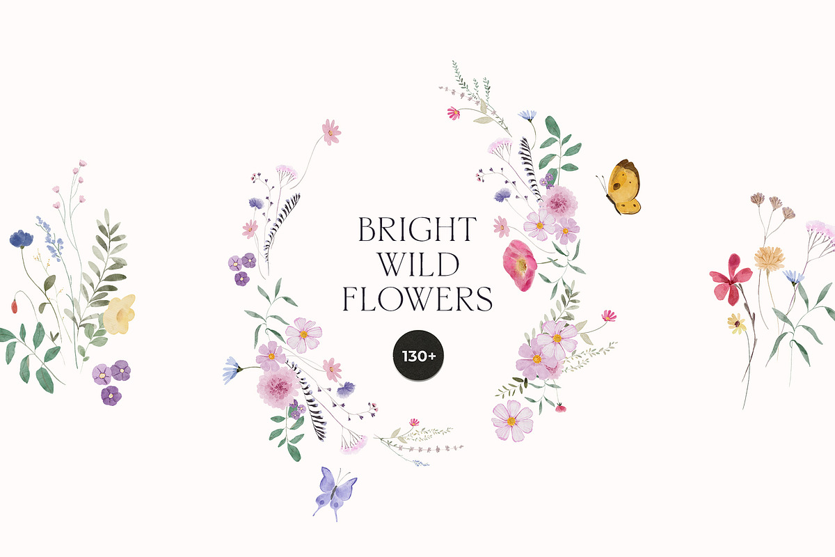Bright Watercolor Wildflowers