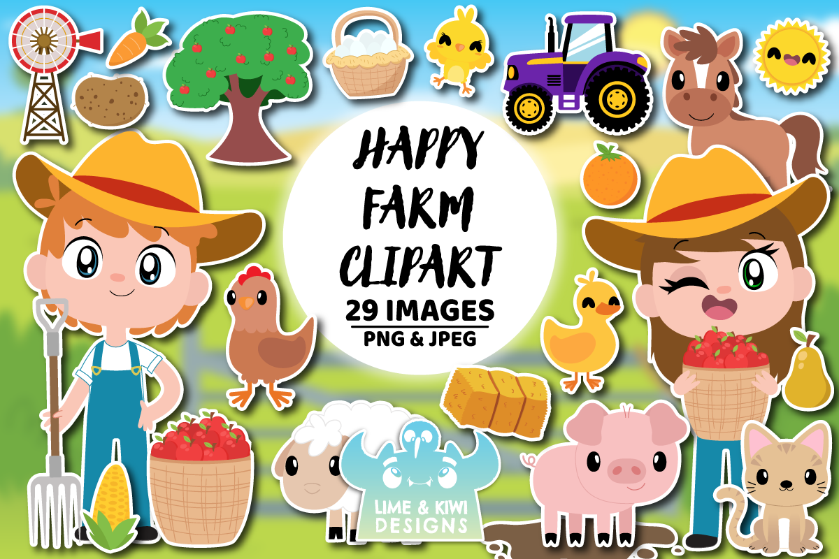 Happy Farm Clipart, a Person Illustration by Lime & Kiwi Designs ...