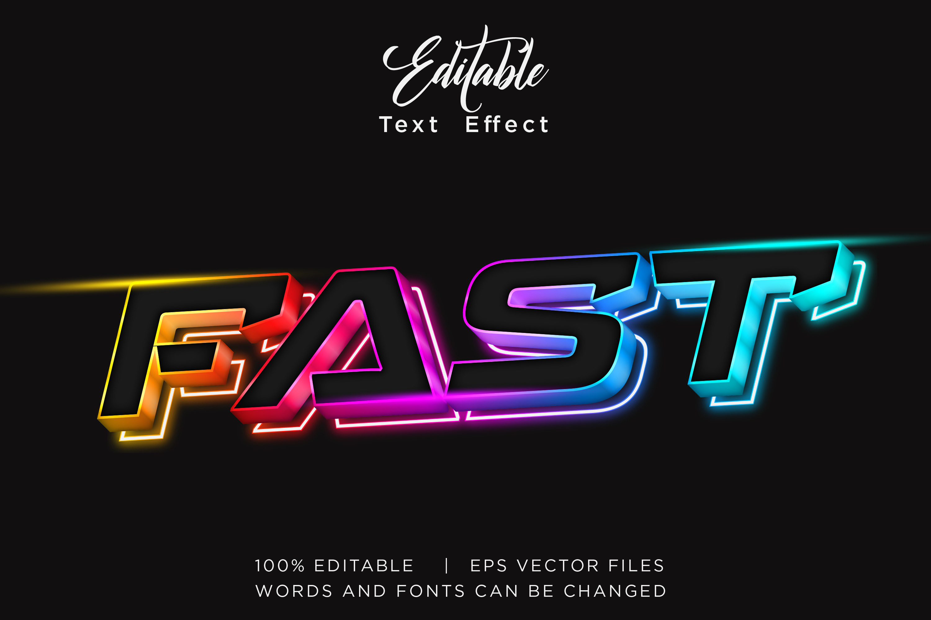 NEON LIGHT EDITABLE VECTOR TEXT EFFECT