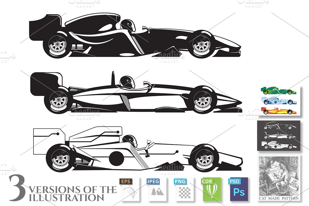 Formula car. Side view., a Transportation Illustration by CatMadePattern