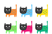Color cats set, a Pattern Graphic by Irene Loal