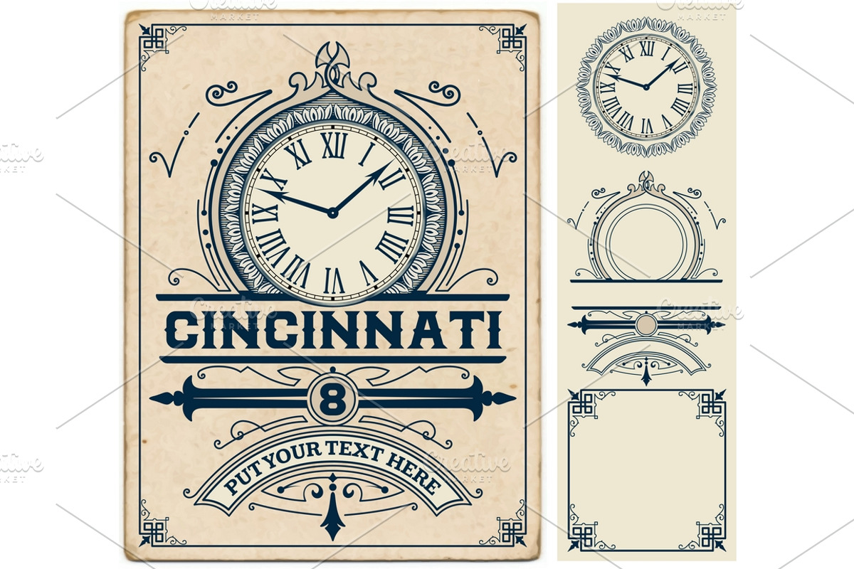 Old card design with elements, a Decorative Illustration by OneVectorStock