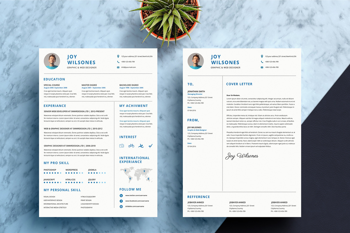 10 Resume & Cover-letter Bundle, a Resume Template by SmmrDesign