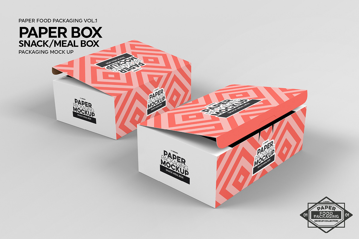 Meal Snack Food Box Packaging Mockup, a Packaging Mockup by INCDesign