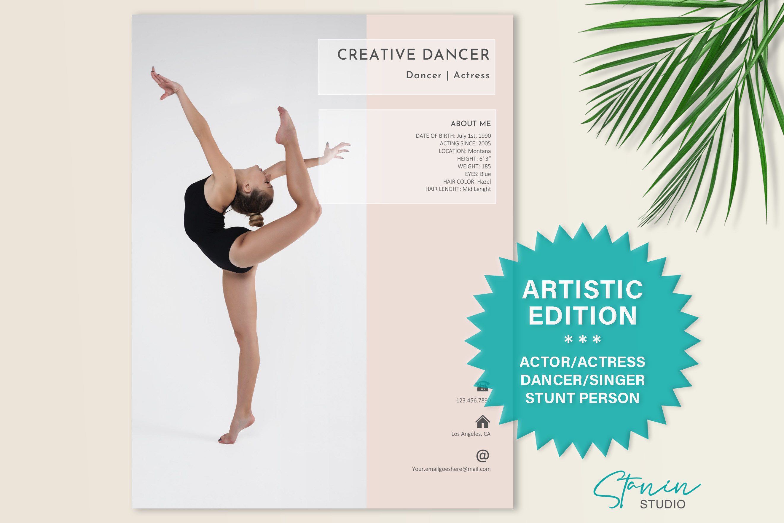 Resume Template for Actors, Dancers, a Resume Template by Stanin Studio