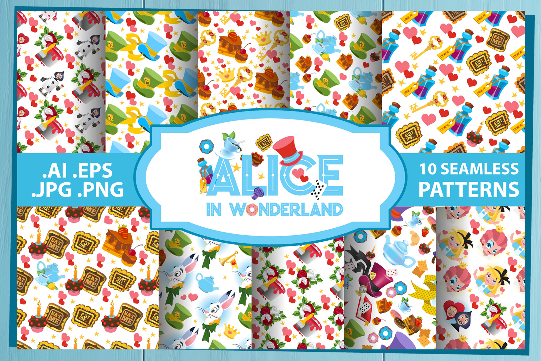Alice in Wonderland. Patterns set, a Pattern Graphic by It's Time to ...