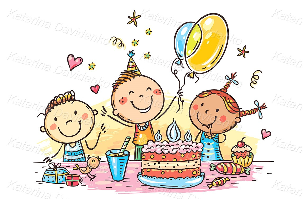 Doodle happy kids birthday party, a Decorative Illustration by Bubert Art