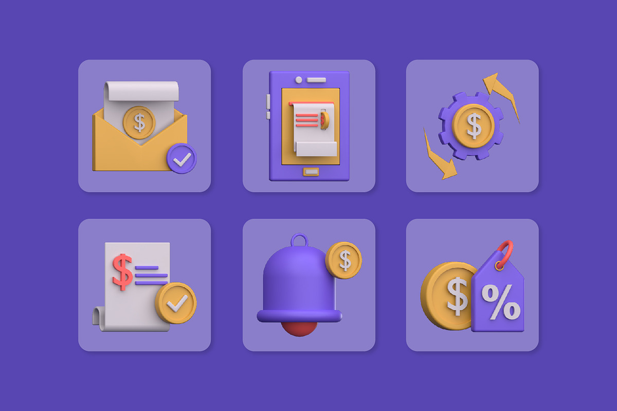 Payment Transaction 3D Icon Pack, an Object 3D Model by Rishsketch