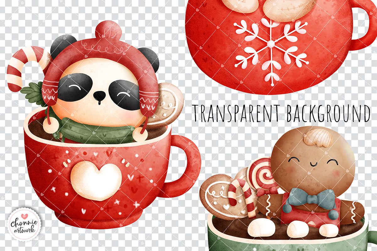Christmas mug clipart, an Animal Illustration by Chonnieartwork
