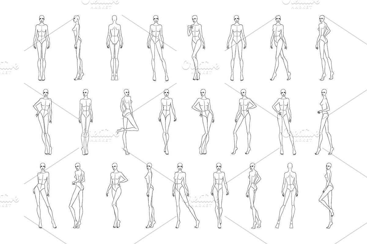 Female Fashion Figure Templates, a Person Illustration by Shorena Design
