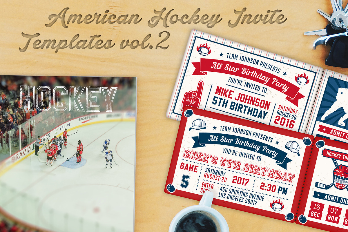 Hockey Invites Print Templates 2, an Invitation Template by Pingebat