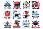 Ice hockey sport championship icons, an Education Illustration by ...