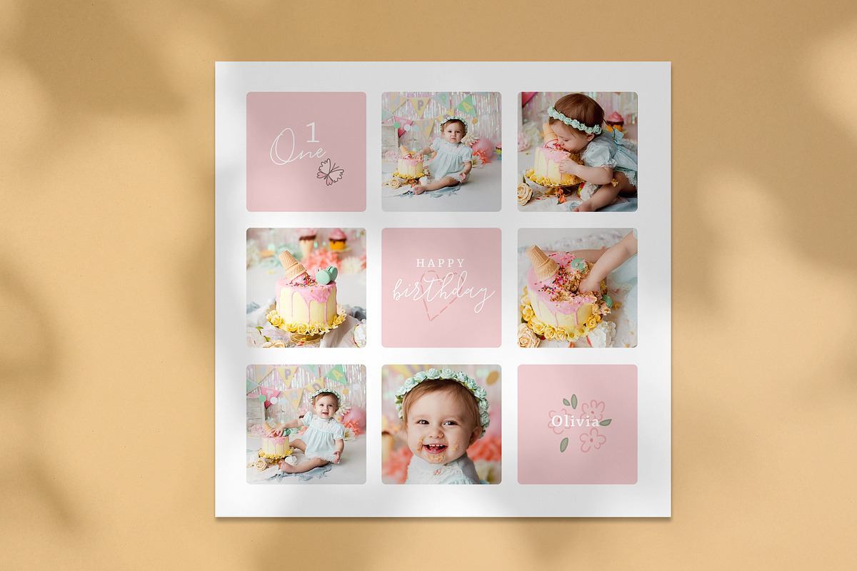 Cake Smash Photo Collage Templates, a Product Mockup by By Stephanie Design