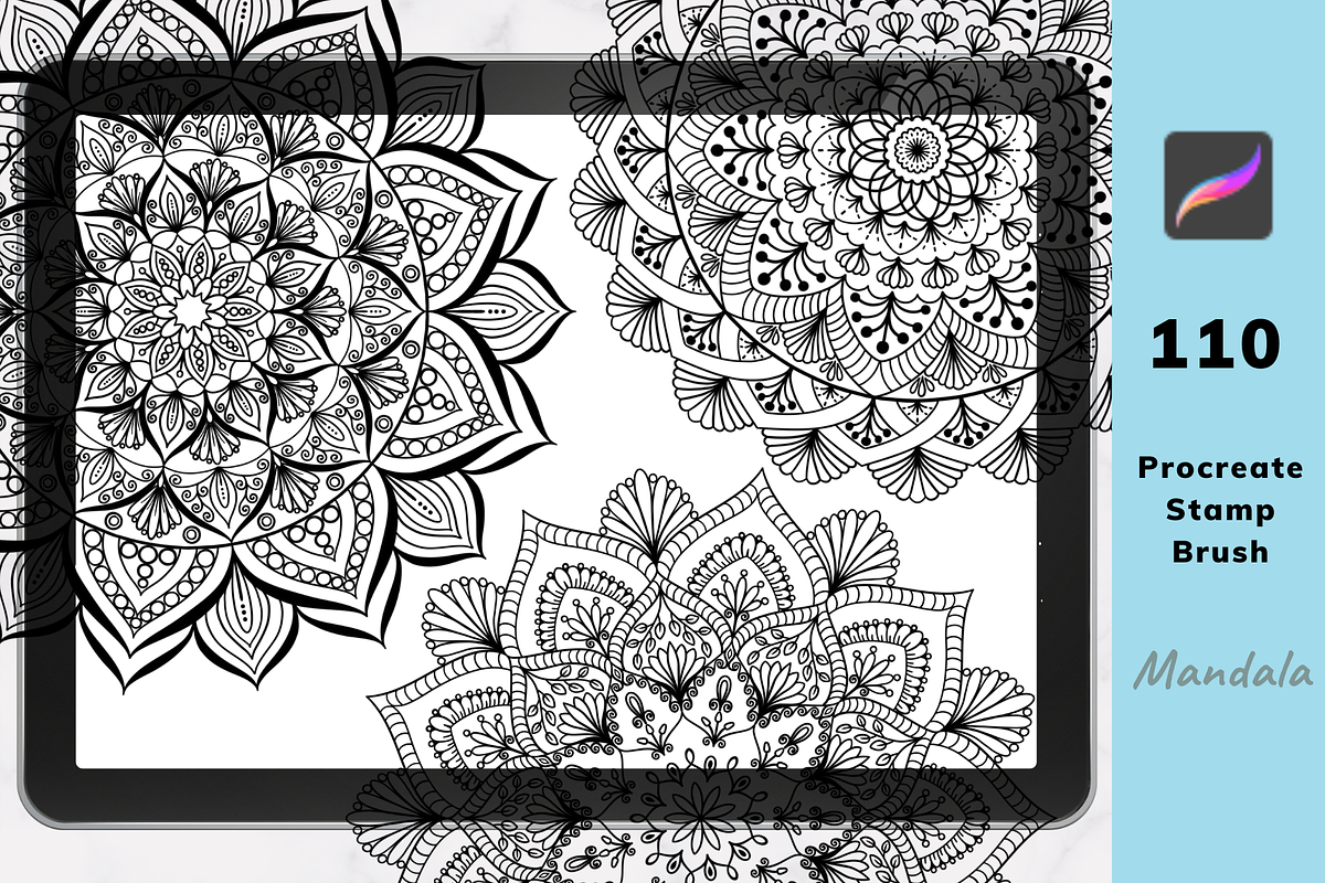 110 Procreate mandala brush stamp