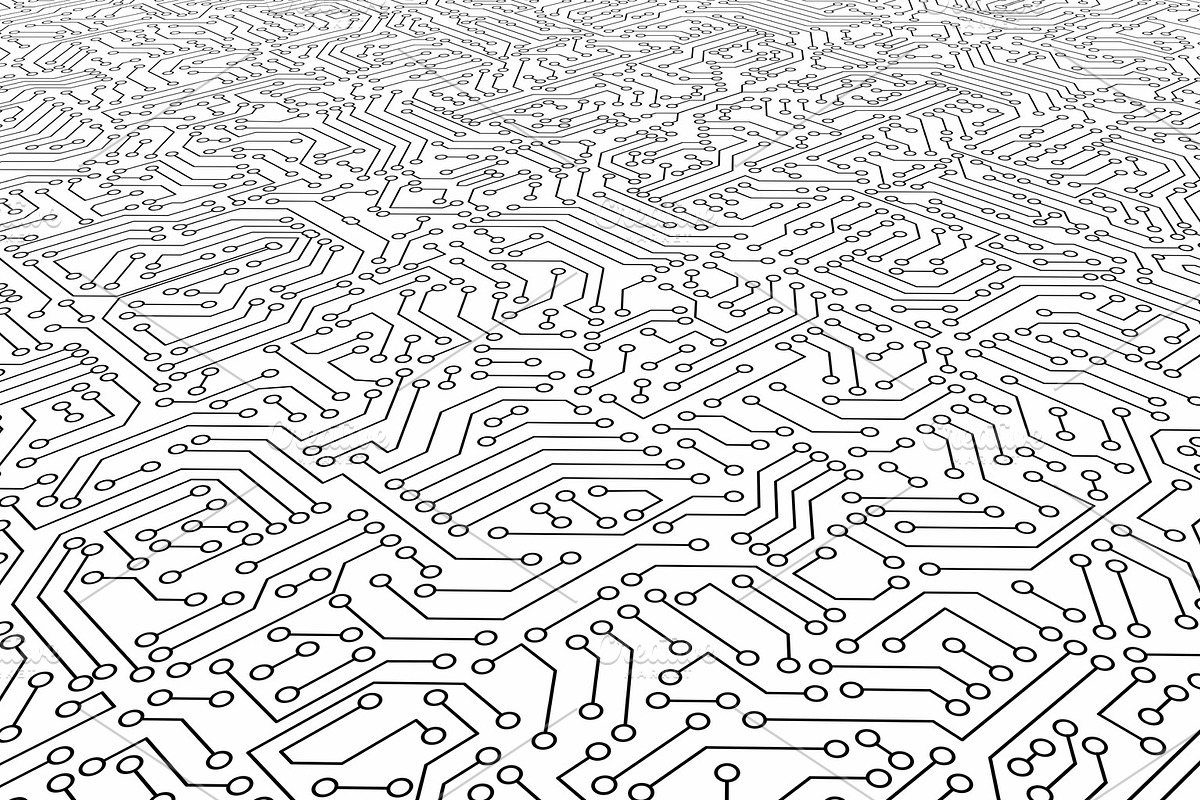 White circuit board pattern texture., a Decorative Illustration by Tampatra