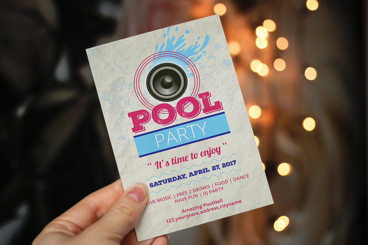 Pool Party Invitation Flyer, a Flyer Template by SmmrDesign