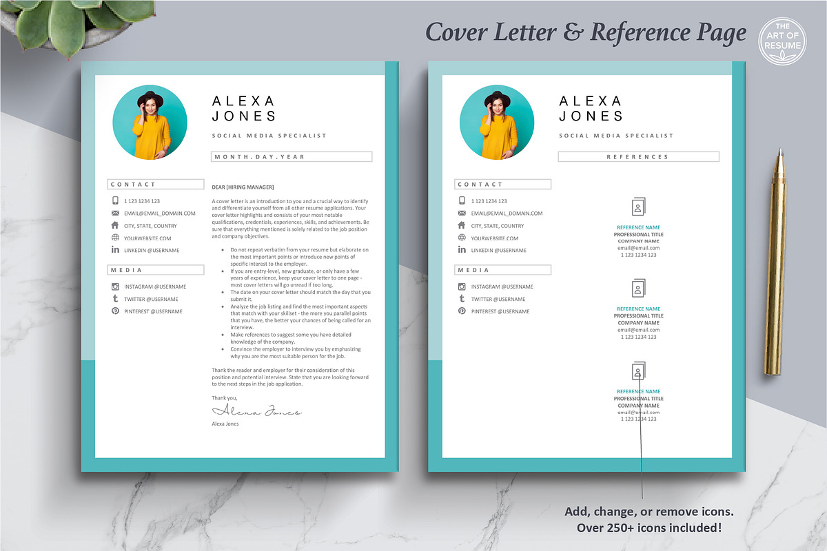Teal Resume Template | Blue Resume Design