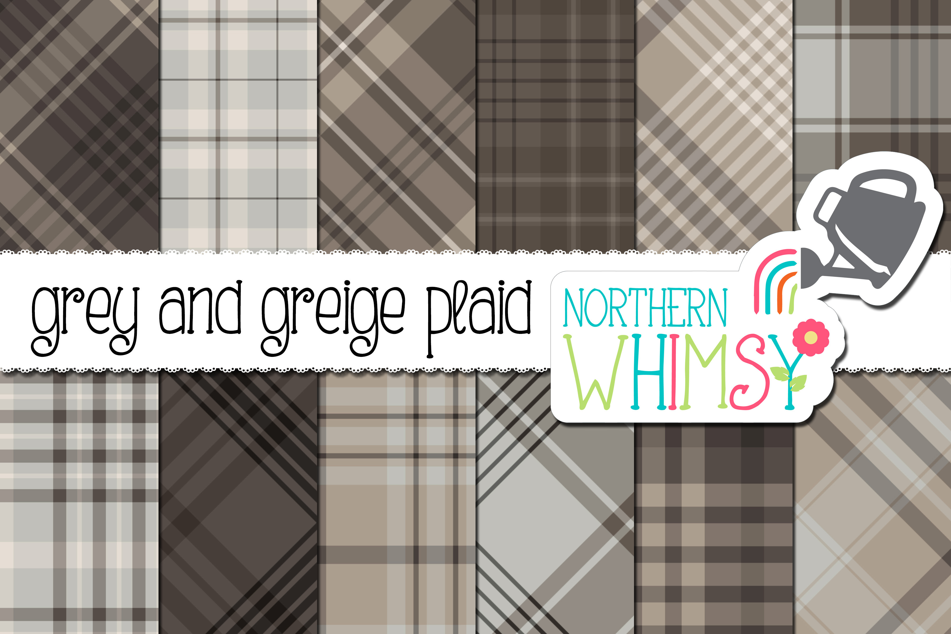 Gray Plaid Patterns, a Pattern Graphic by Northern Whimsy Design