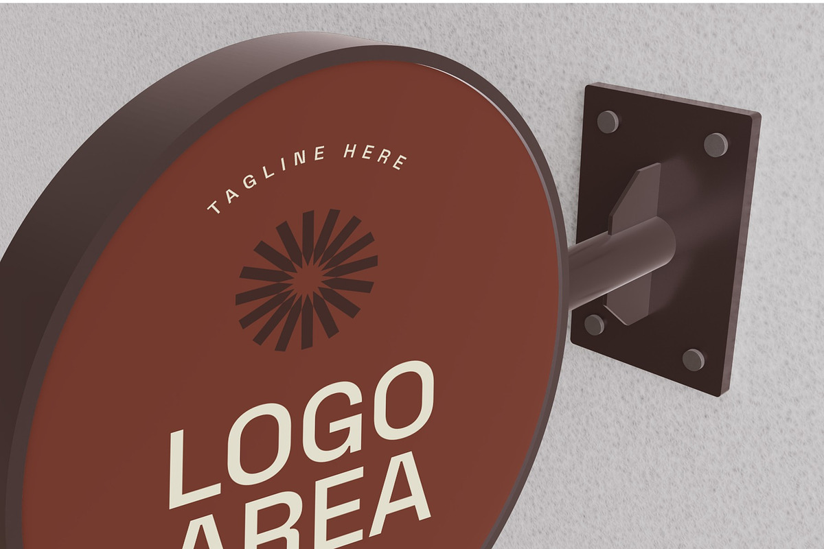 Circle Signage Outdoor Mockup, an Advertising Mockup by graphicook