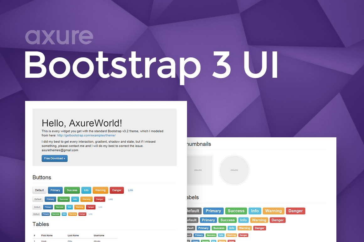 Axure Bootstrap 3 Widget Library, an UI Kit Template by Axure Themes