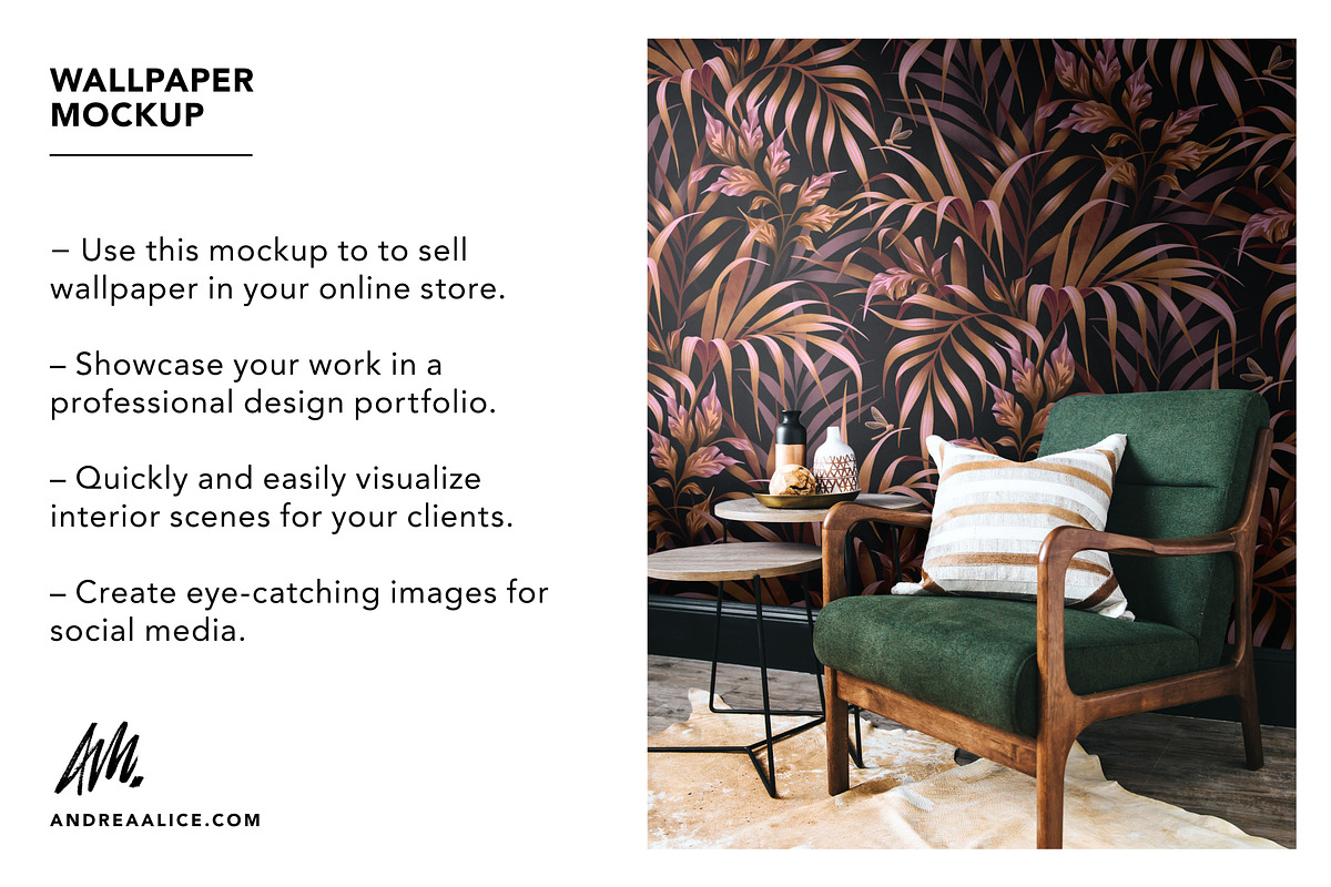 Wallpaper Mockup with Armchair, a Household Mockup by Andrea Muller