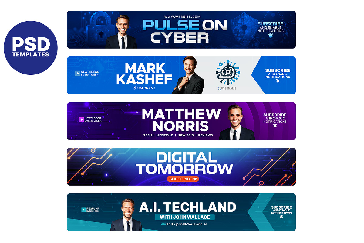 Tech Youtube Banner Bundle Pack 1