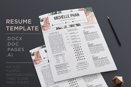 2 page CV template | Resume Templates ~ Creative Market