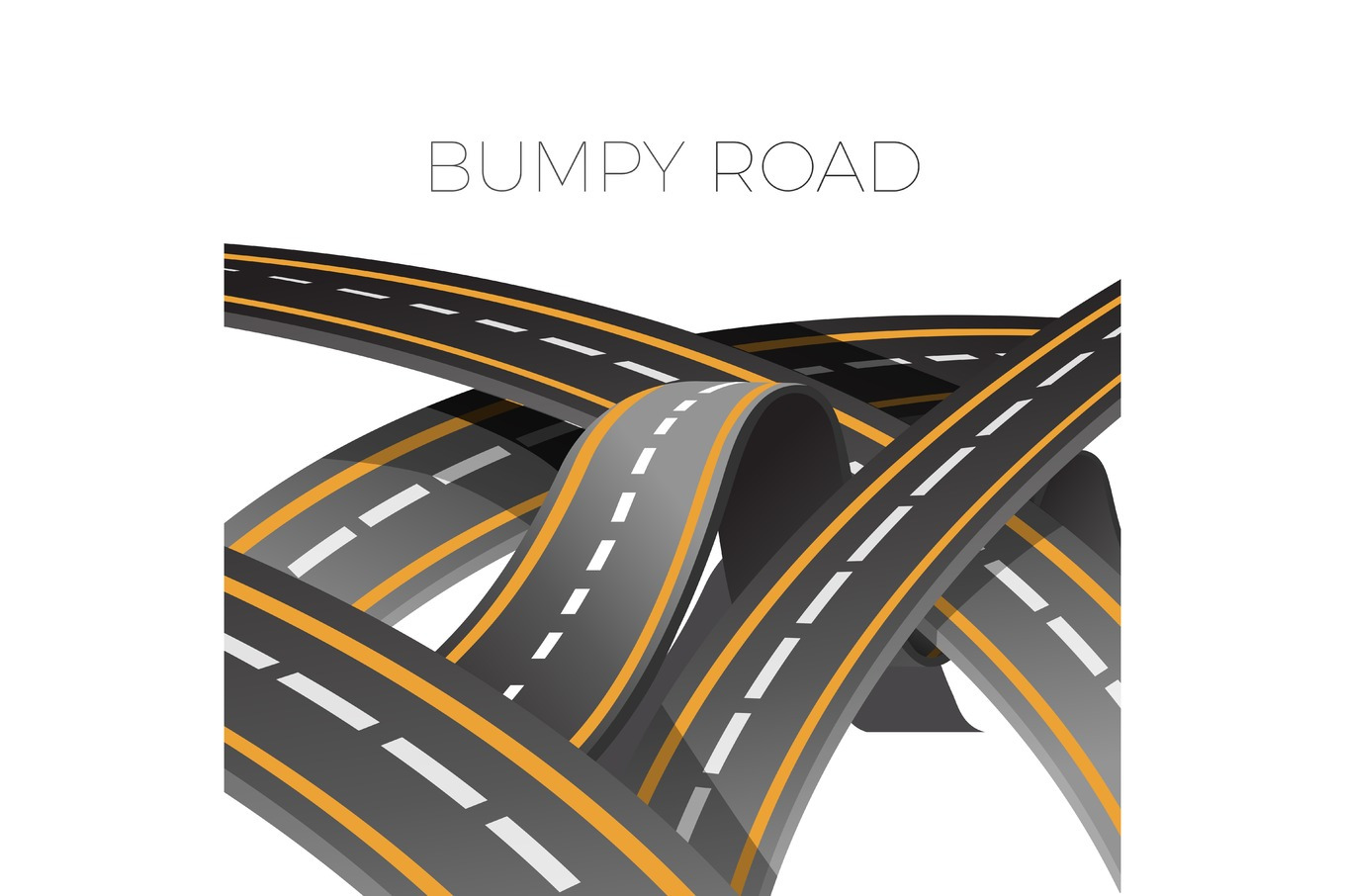 Bumpy road icon uneven dangerous wave path with marking vector, a ...