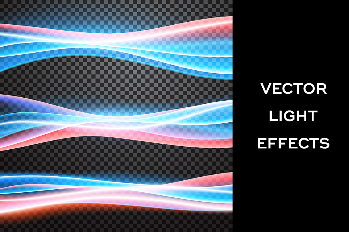 Light waves. Vector effects set, an Object Graphic by yurlick